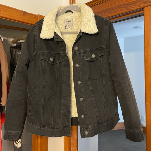 Primark | Jackets & Coats | Primark Black Fur Lined Denim Jean Jacket ...
